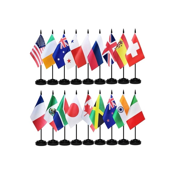 Accents | 10 Countries Desk Flags International Table Office Flags Base ...